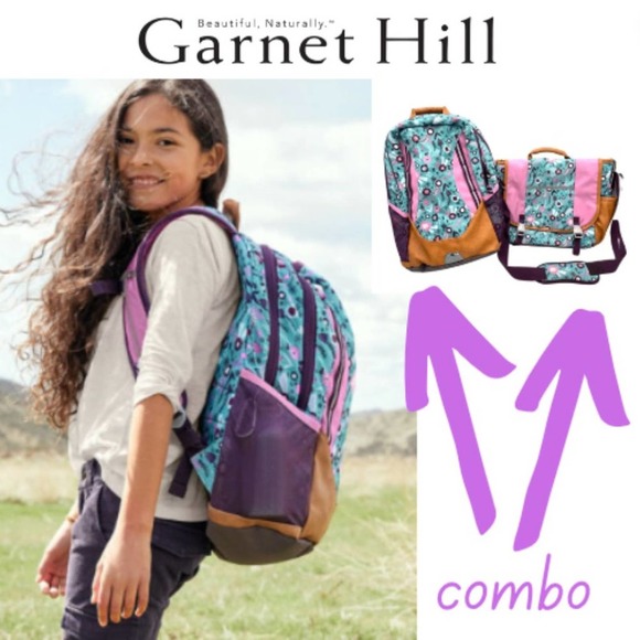 Garnet Hill | Accessories | Garnet Hill Blue Flower Large Backpack ...
